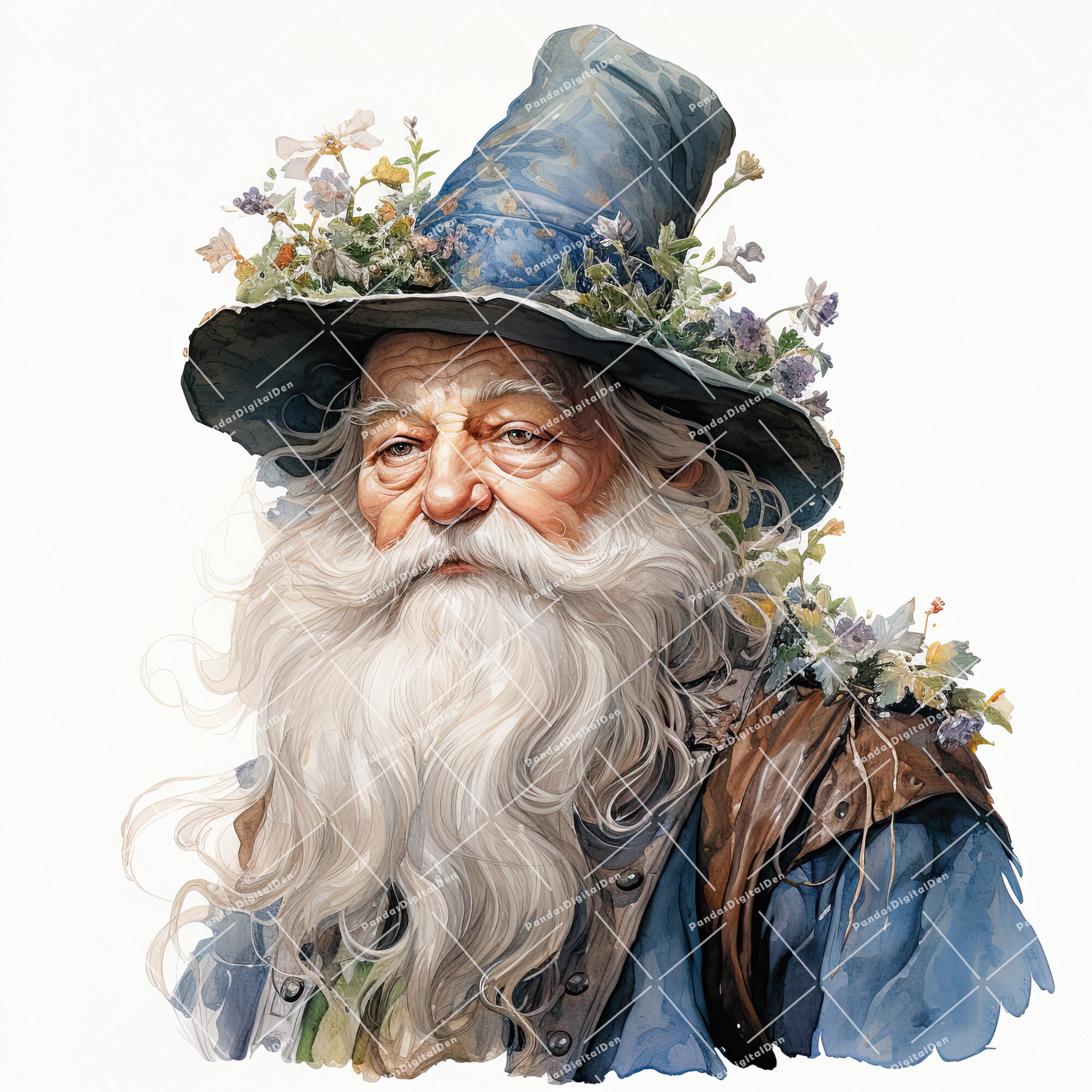 10 Garden Gnomes Portraits Watercolor Clipart Bundle Fantasy Magical ...