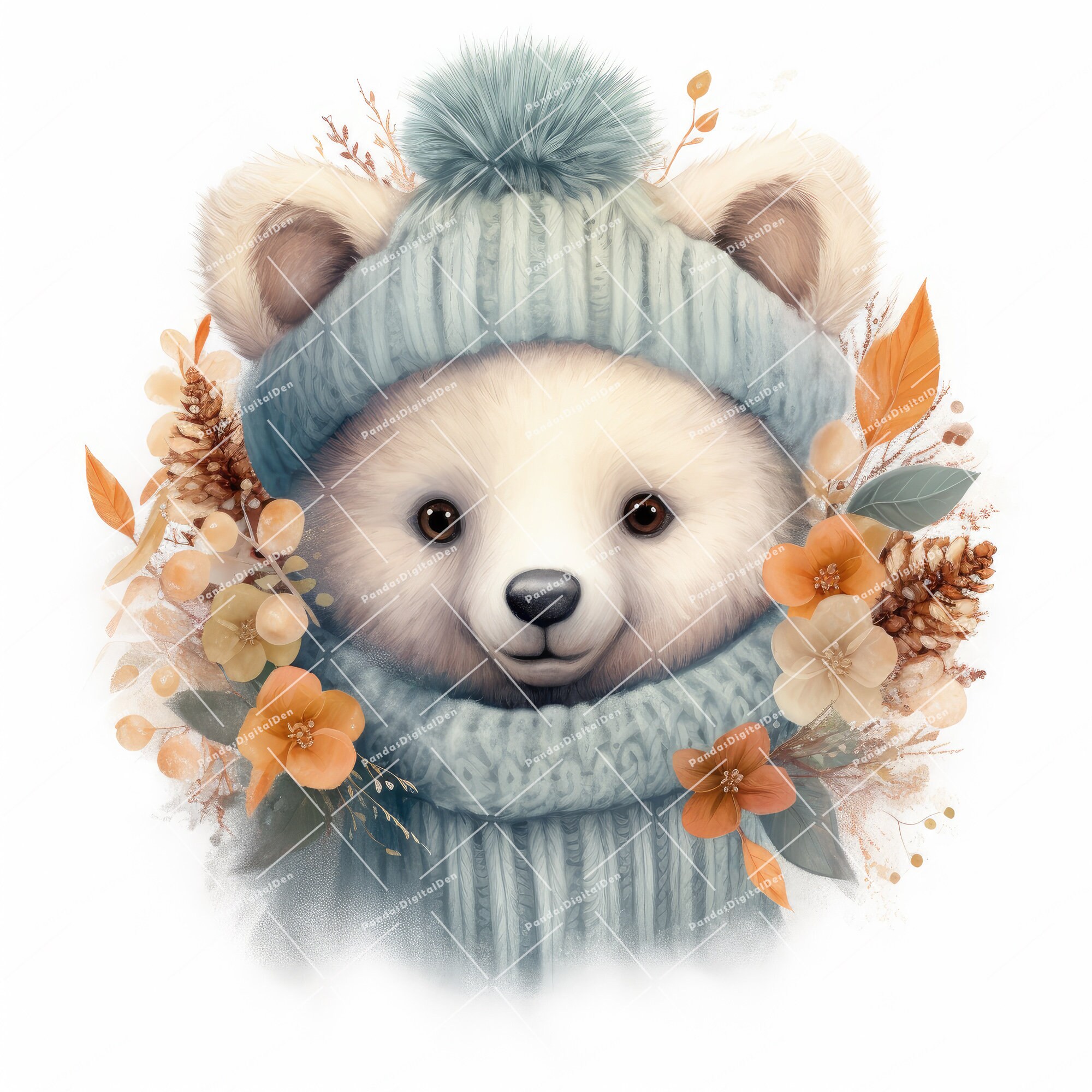 Watercolor Cute Baby Bear Clipart for Digital Invitations, Digital ...