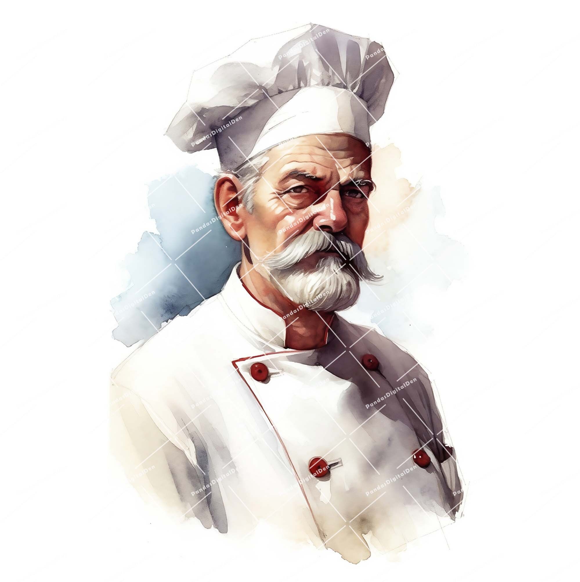 Pastel Watercolor Master Chef Clipart for Digital Invitations, Digital ...