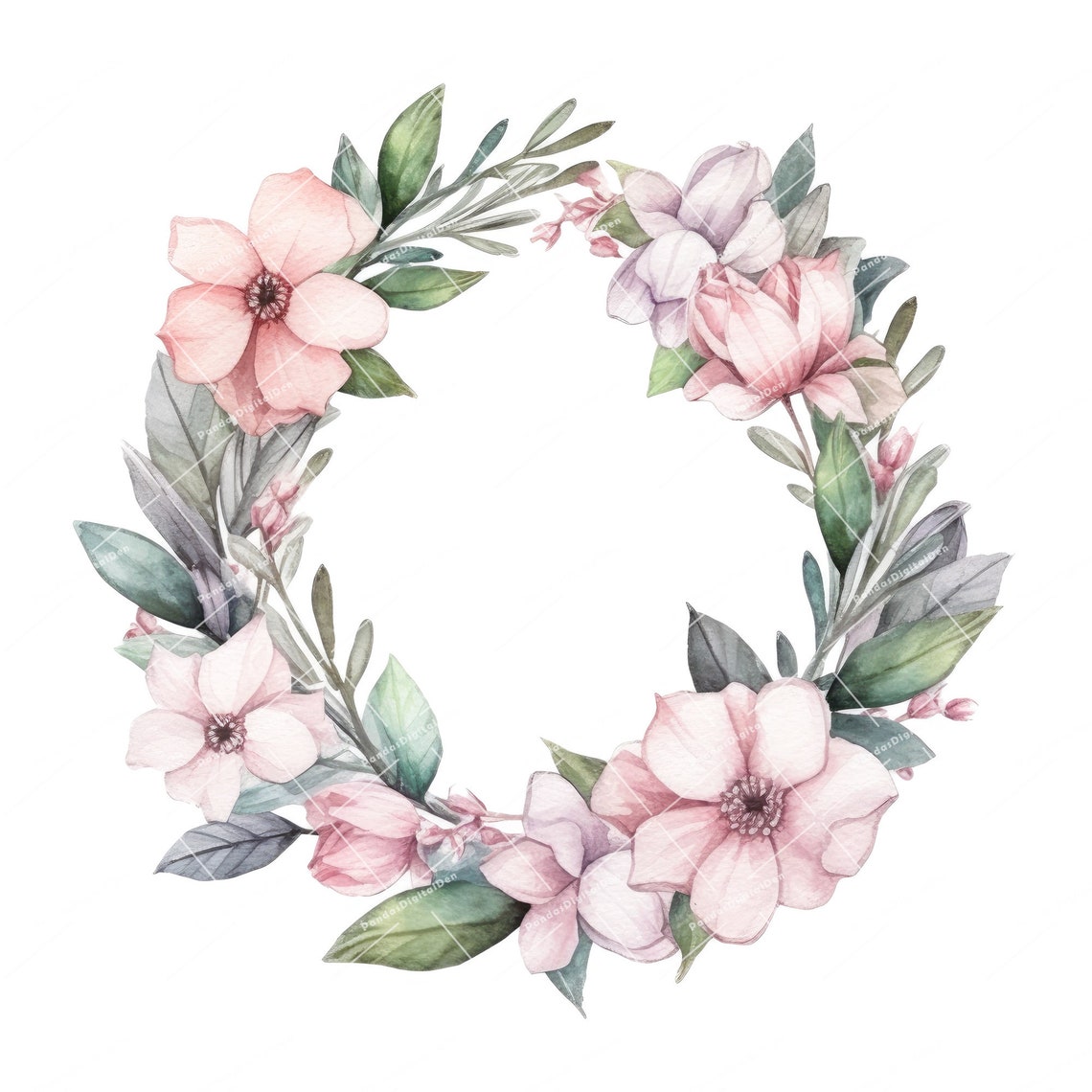 18 Watercolor Floral Frames and Wreaths Clipart for Digital - Etsy