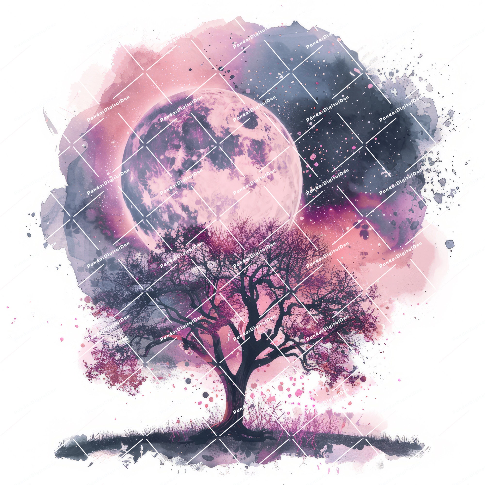 15 Watercolor Pink and Purple Galaxy Forest Arts I Space Clipart I ...