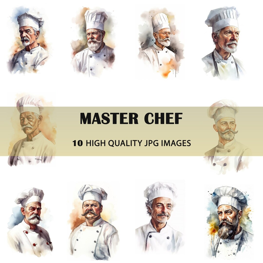 Pastel Watercolor Master Chef Clipart for Digital Invitations, Digital ...