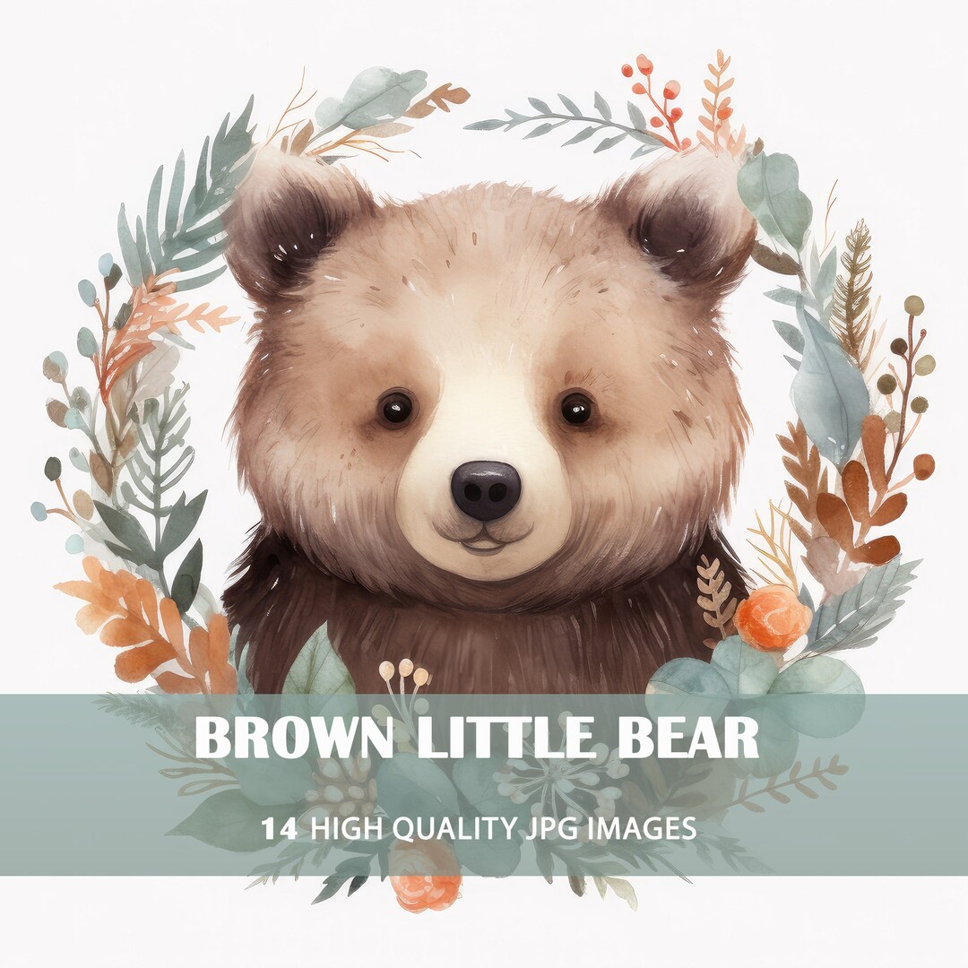 Watercolor Brown Bear Clipart: 14 JPG Images (digital Download) - Etsy