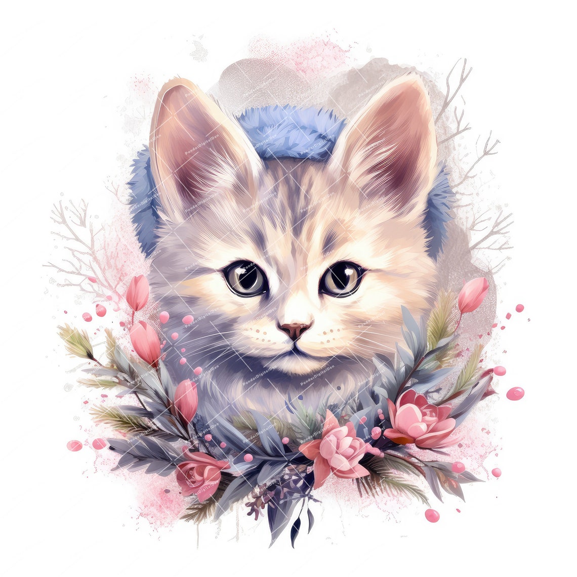 Watercolor Cute Cat Clipart for Digital Invitations, Digital Posters ...