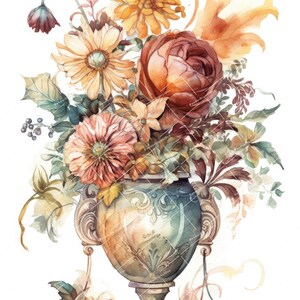 Watercolor Victorian Flowers Clipart for Digital Invitations, Digital ...