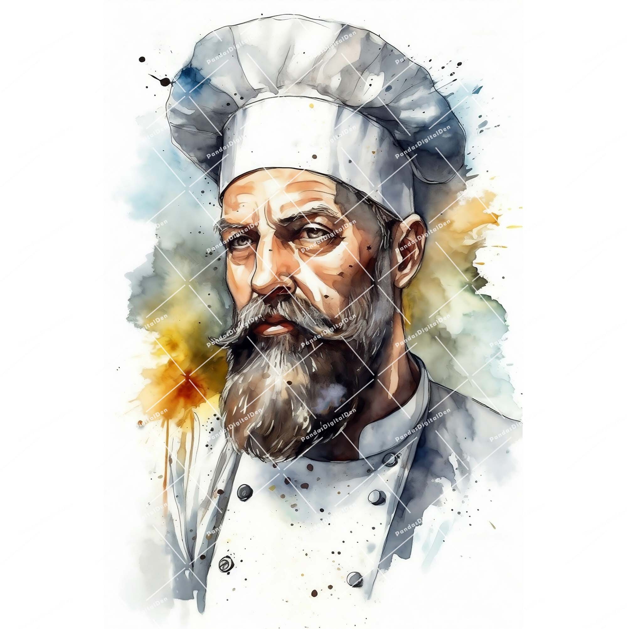 Pastel Watercolor Master Chef Clipart for Digital Invitations, Digital ...