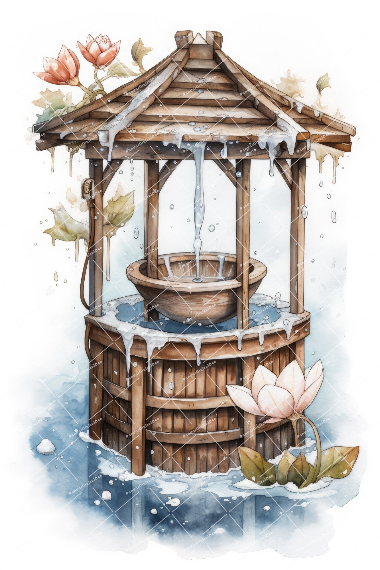 12 Watercolor Well of Dreams Clipart Set for Digital Invitations ...