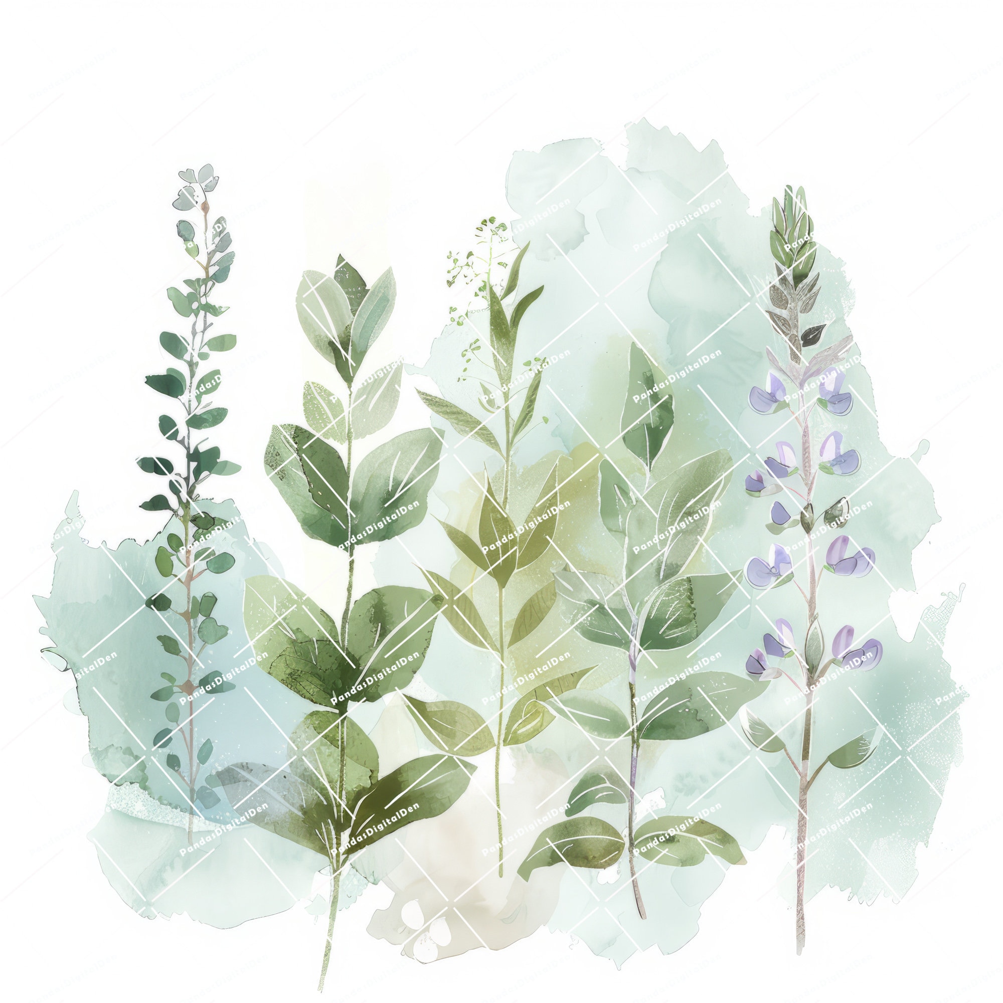 10 Greenery Watercolor Clipart I Botanical Clipart I Watercolor Clipart ...