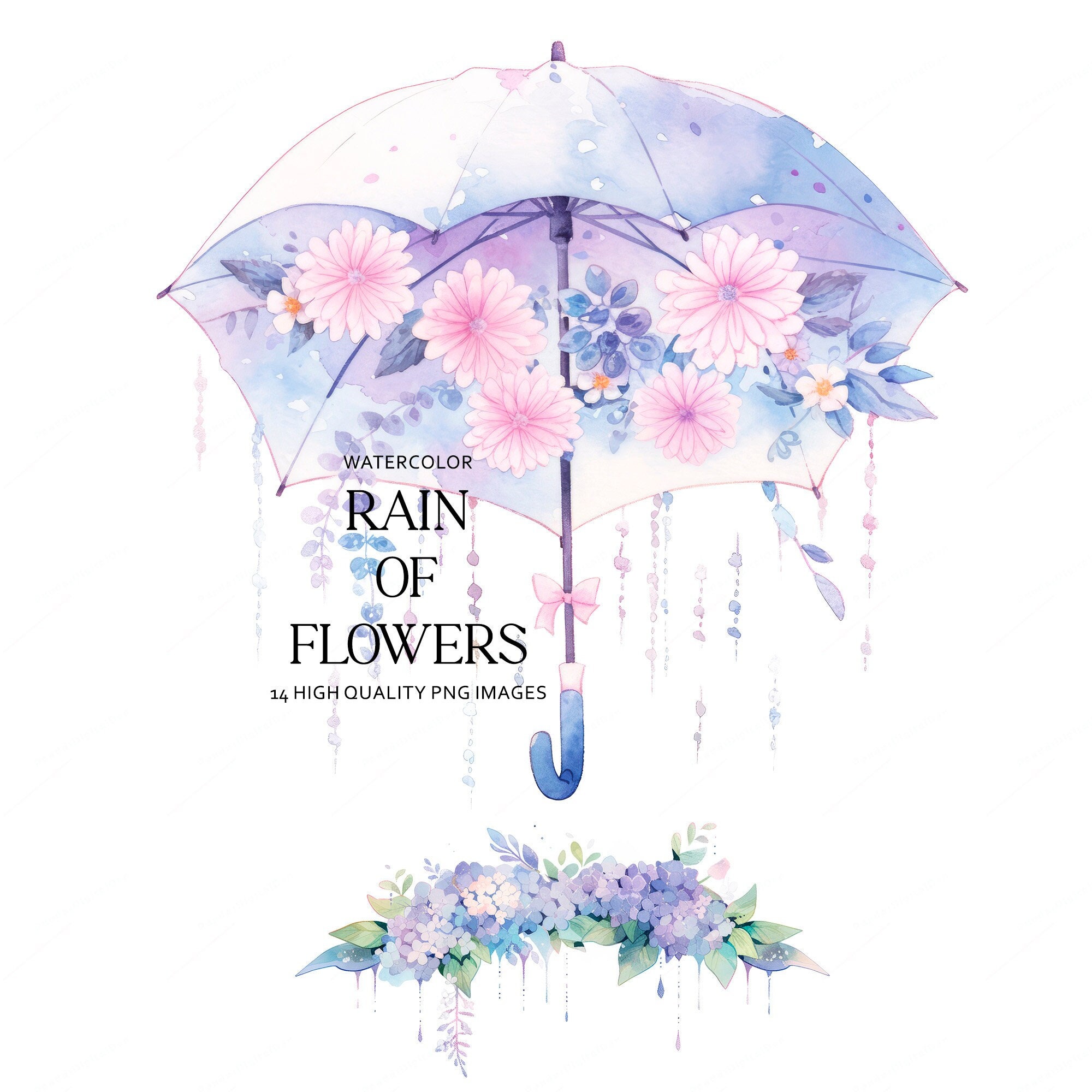 Watercolor Umbrella Clipart I Scrapbooking I Watercolor Rainy Clipart I ...