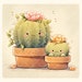 Cute Watercolor Kawaii Cactus Clipart Bundle Set of Cacti Illustrations ...