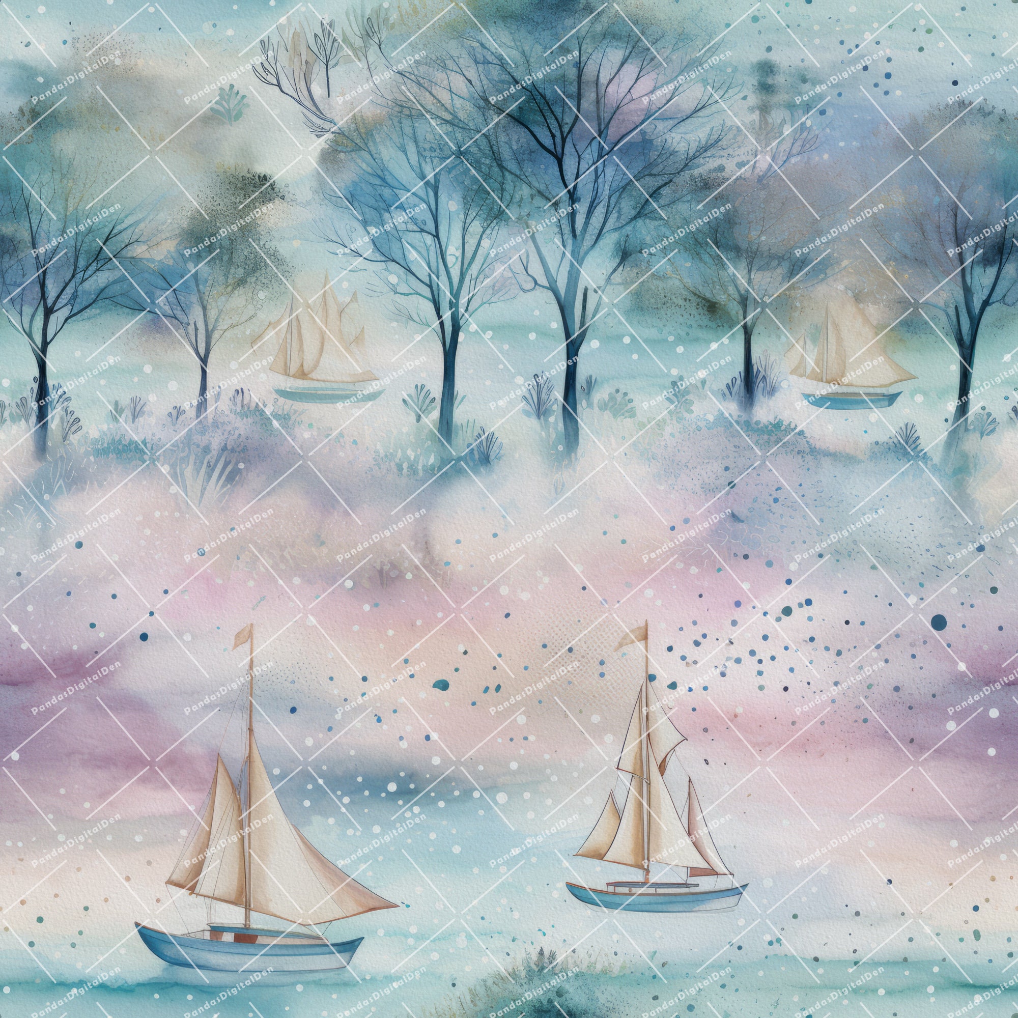 10 Watercolour Seamless Boat Texture Seamless Pattern Boat in the Snow ...