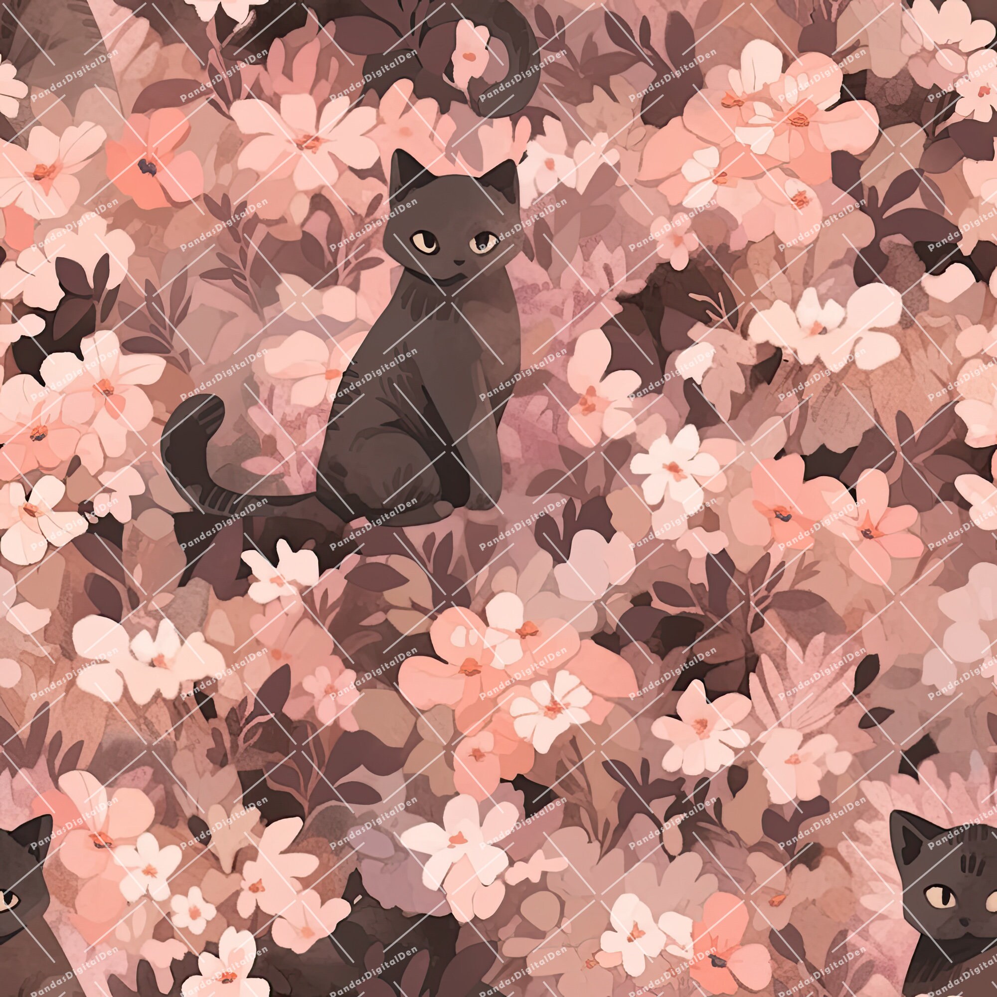 26 Watercolour Seamless Kawaii Cat Texture - Seamless Pattern - Cat in ...