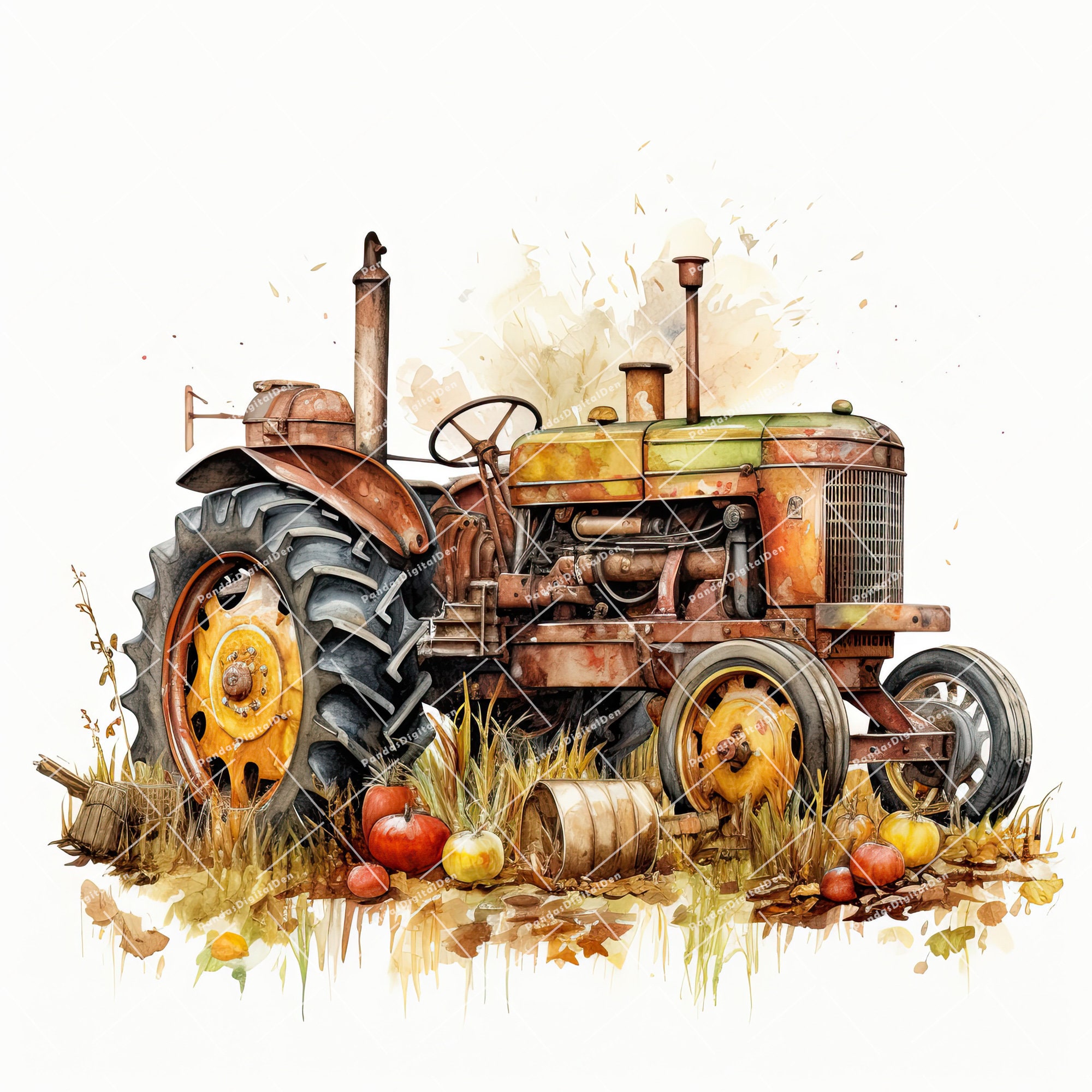 Watercolor Farm Tools Clipart, Ladders, Axes, Farm Equipment and Spades ...