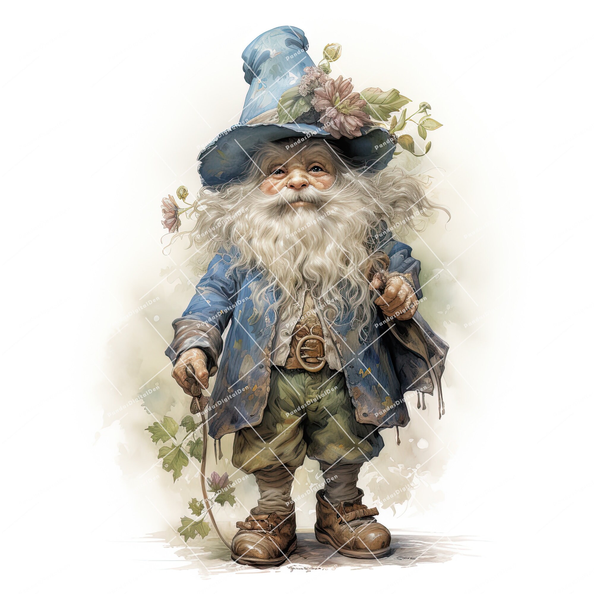 10 Garden Gnomes Portraits Watercolor Clipart Bundle Fantasy Magical ...