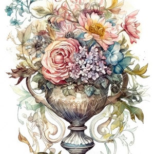 Watercolor Victorian Flowers Clipart for Digital Invitations, Digital ...