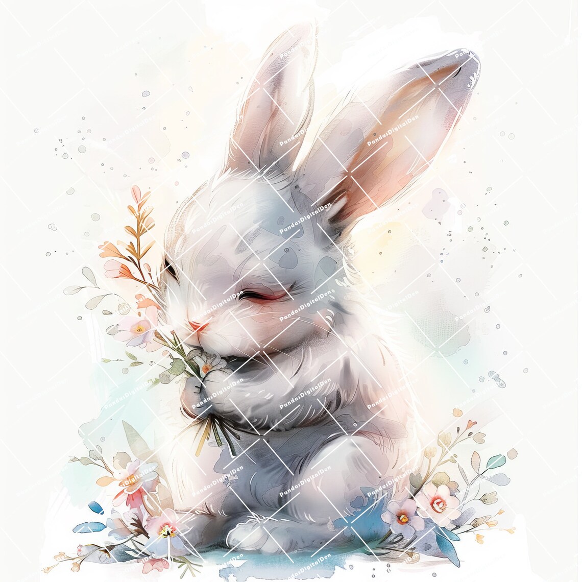15 Bunnies Clipart I Easter Clipart I Nursery Spring I Wild Flowers ...