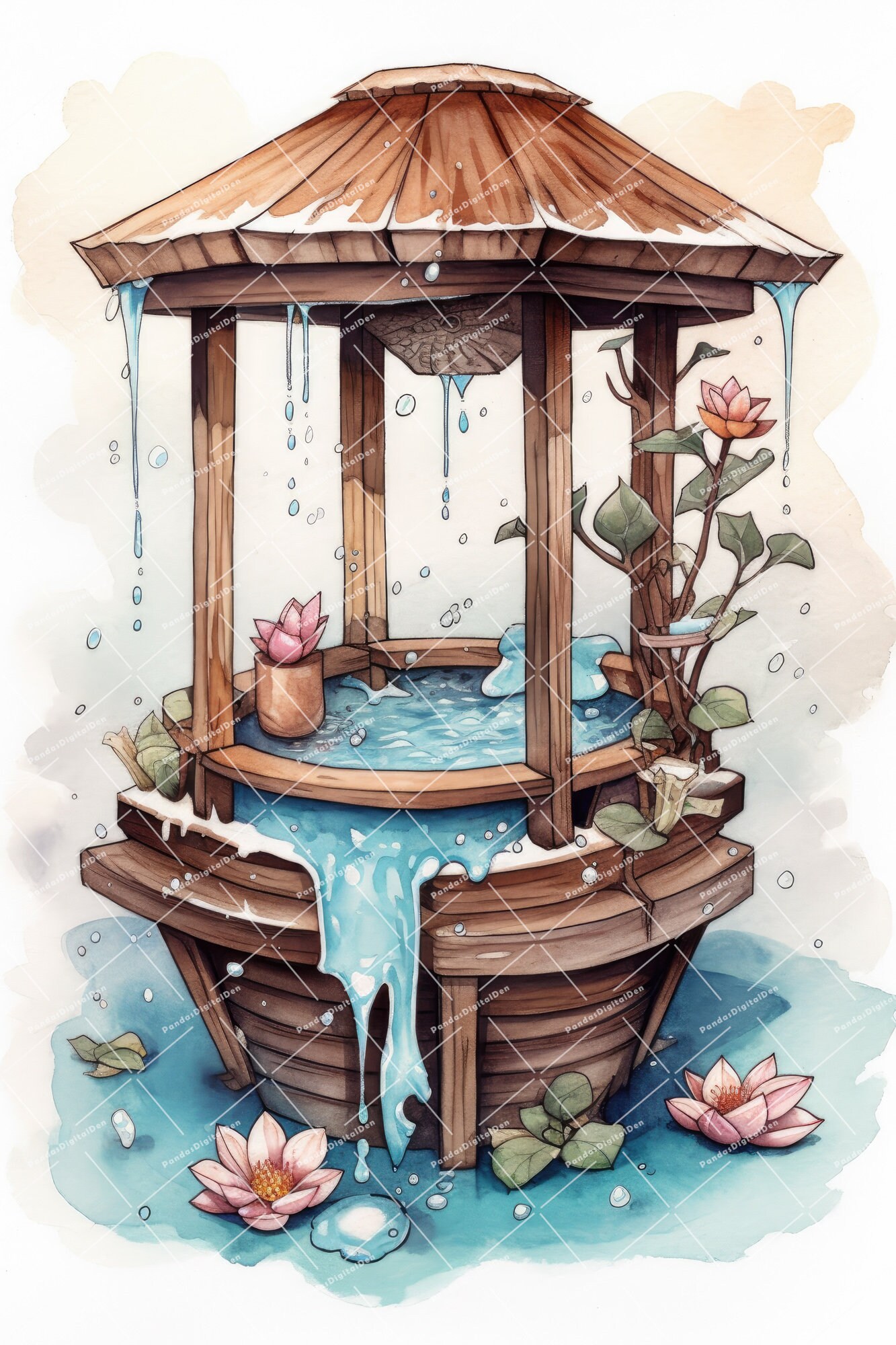 12 Watercolor Well of Dreams Clipart Set for Digital Invitations ...