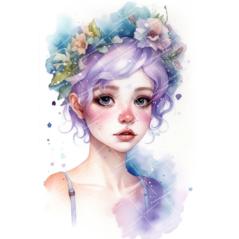 Watercolor Moon Pixie Clipart for Digital Invitations, Digital Posters ...