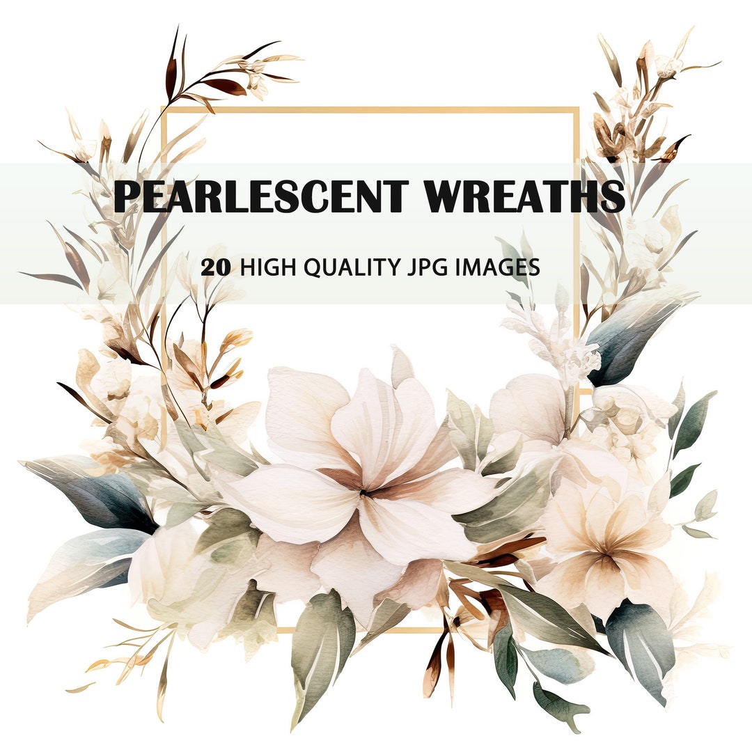 Watercolor White Flower Frames & Wreaths Clipart (digital Download) - Etsy