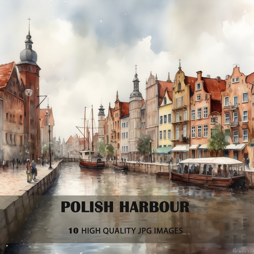 Watercolor Polish Harbour Clipart: Digital Scrapbook Images (digital ...