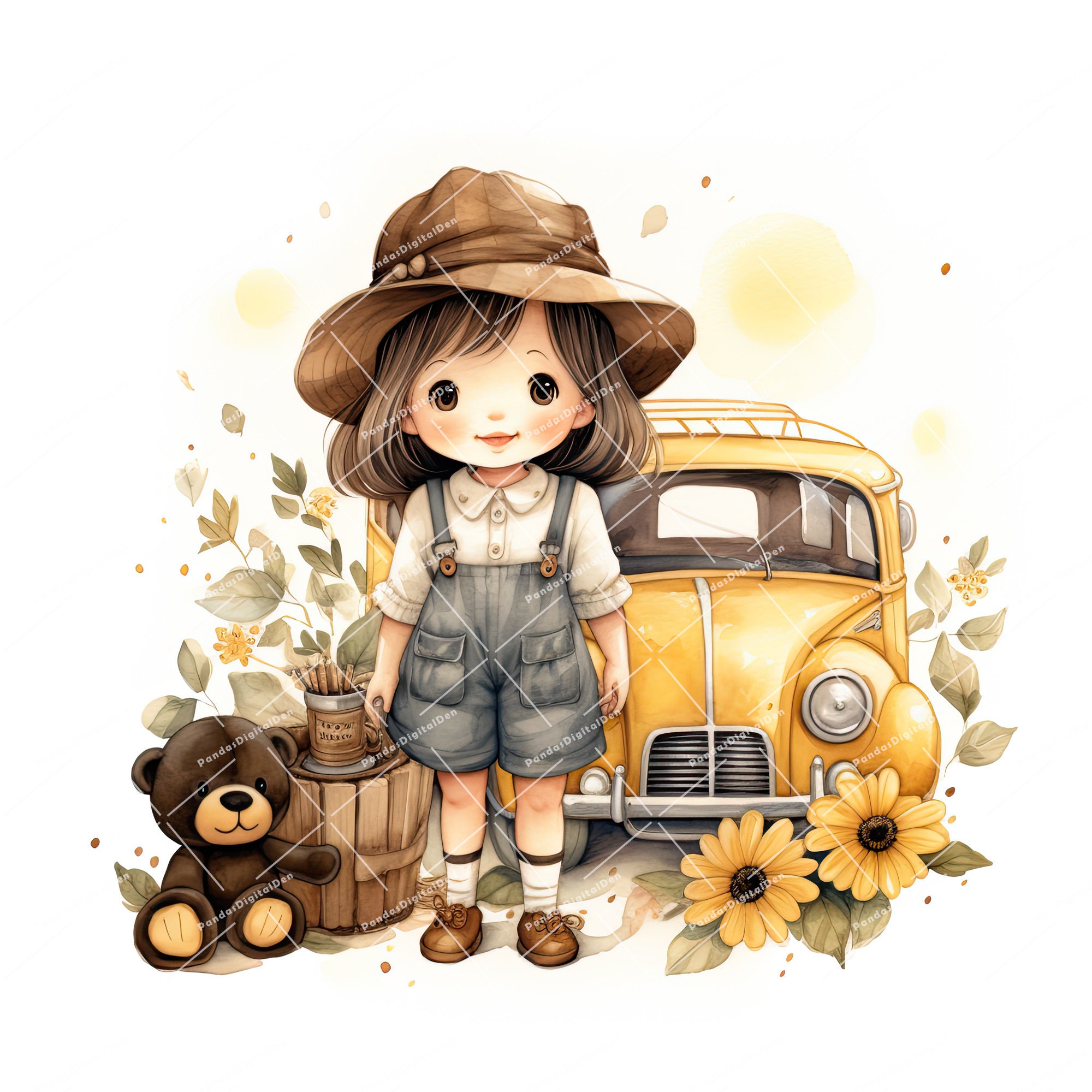 Watercolor Retro Clipart Set good Old Days - Etsy