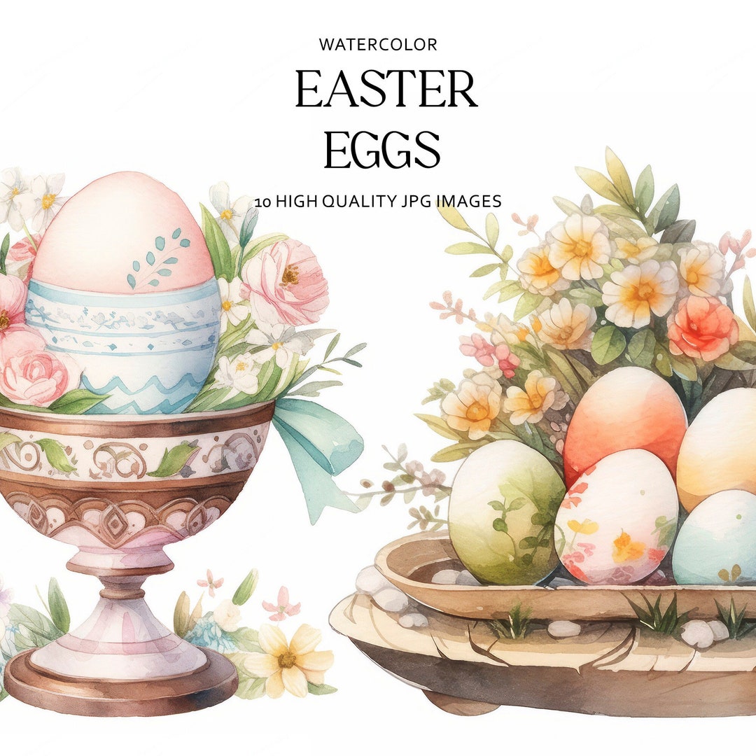 Watercolor Easter Eggs Clipart | Cute Easter Elements | Watercolor ...