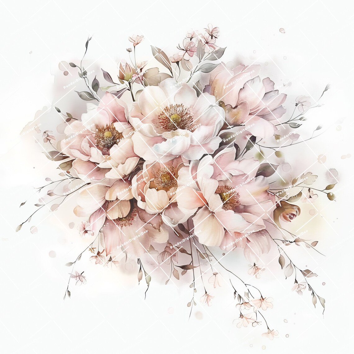 8 Neutral Watercolor Flowers I Watercolor Floral Clipart I Soft Meadow ...