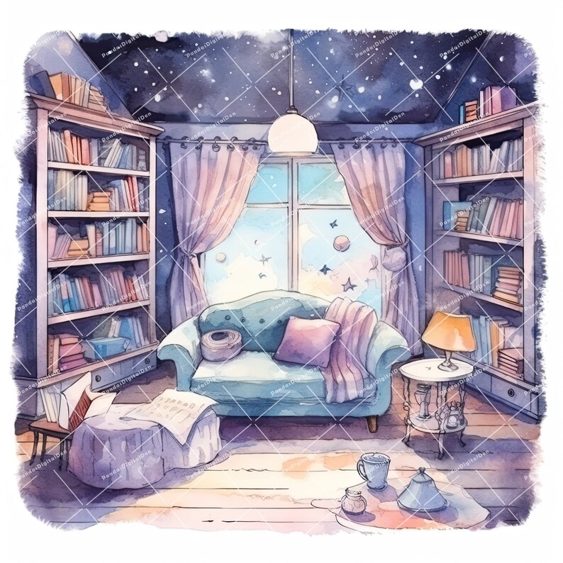 Watercolor Cozy Corner Clipart for Digital Invitations, Digital Posters ...