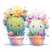 Cute Watercolor Kawaii Cactus Clipart Bundle | Set of Cacti ...