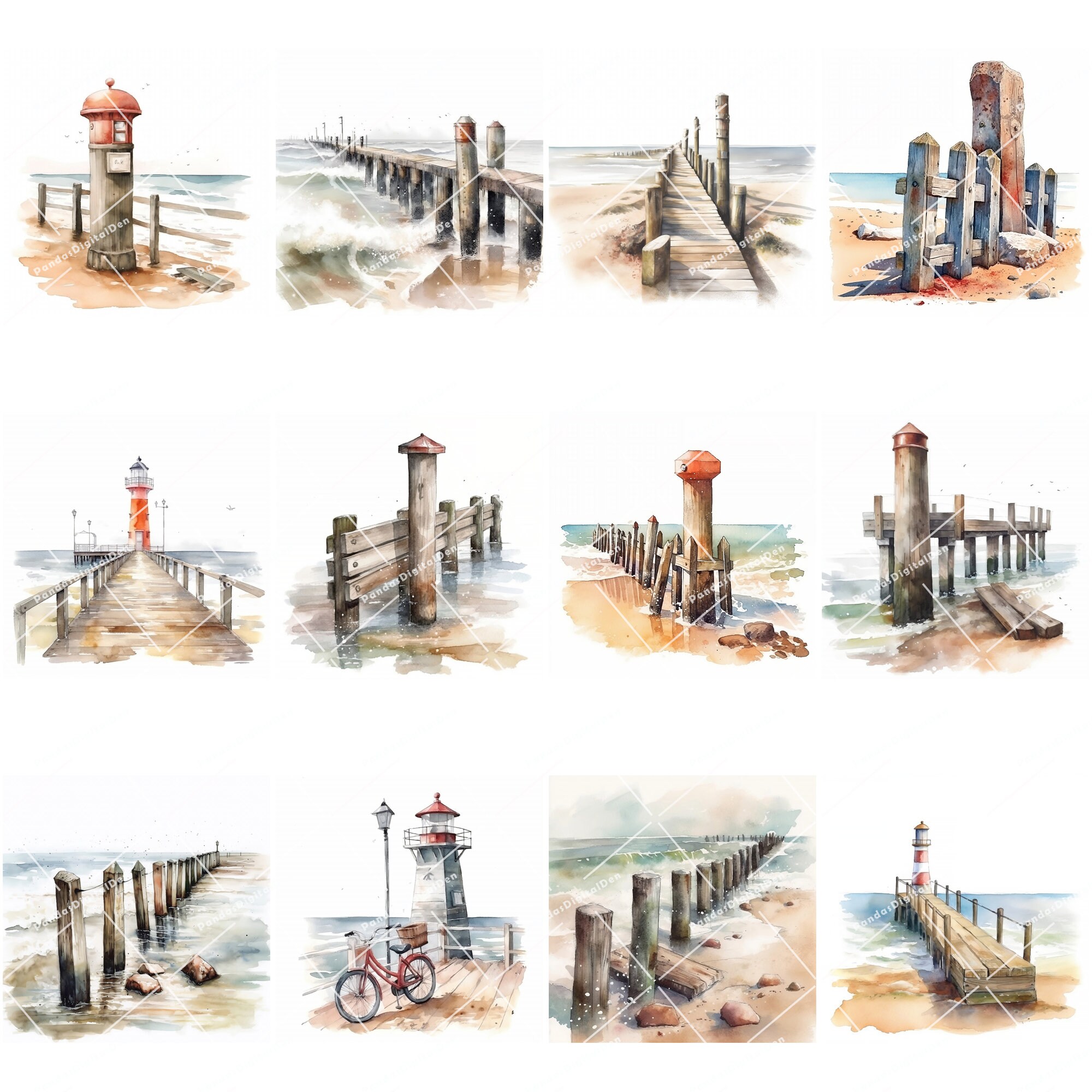 Watercolor Pencil Groyne Clipart for Digital Invitations, Digital ...
