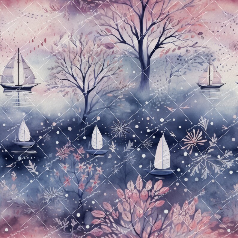 10 Watercolour Seamless Boat Texture - Seamless Pattern - Boat in the ...