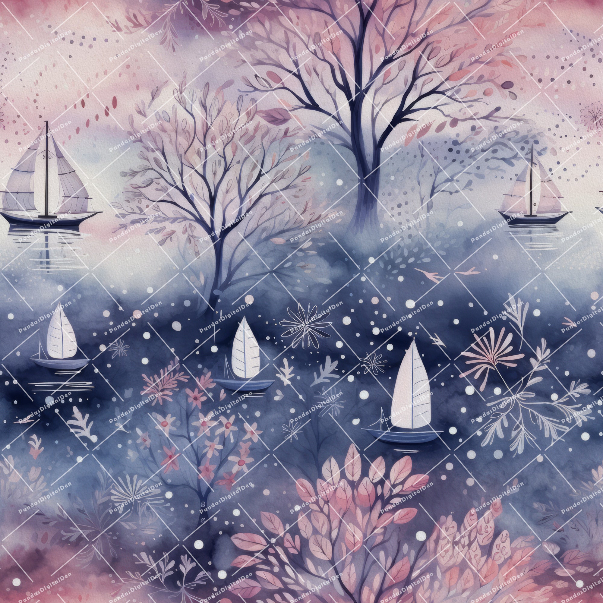 10 Watercolour Seamless Boat Texture - Seamless Pattern - Boat in the ...