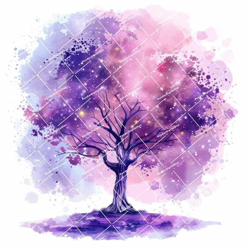 15 Watercolor Pink and Purple Galaxy Forest Arts I Space Clipart I ...