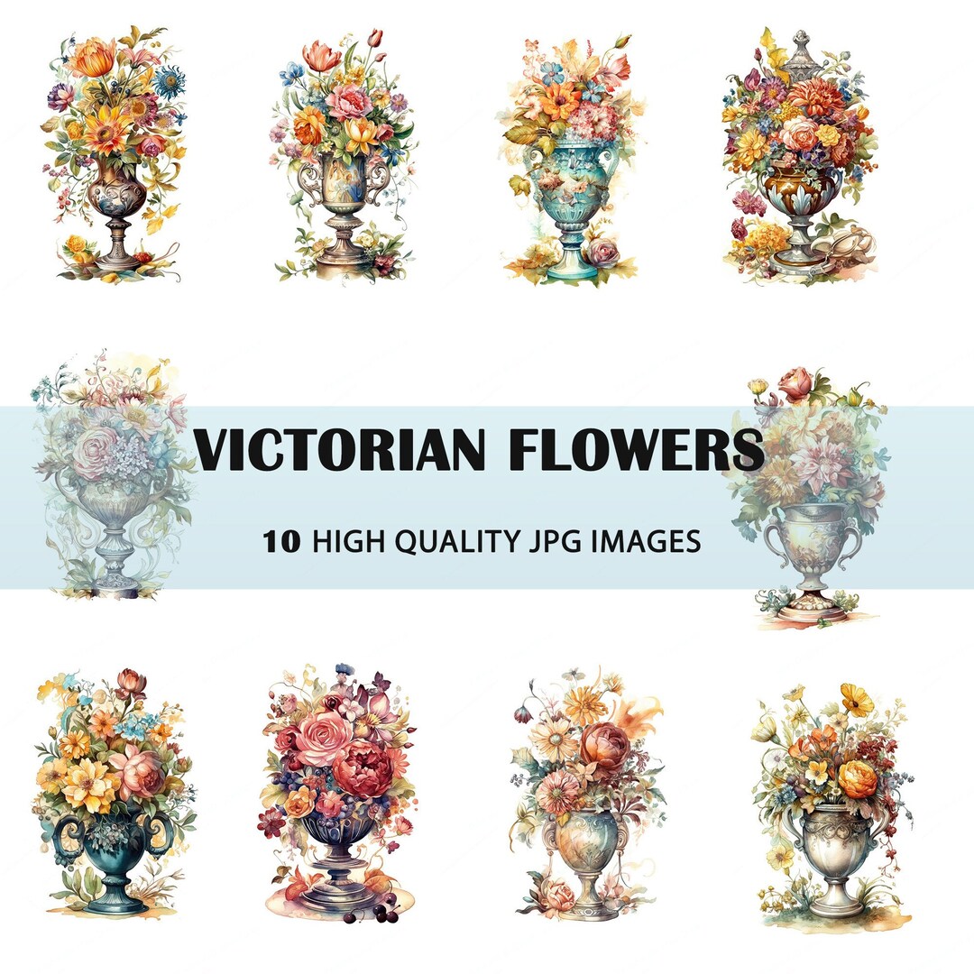 Watercolor Victorian Flowers Clipart for Digital Invitations, Digital ...
