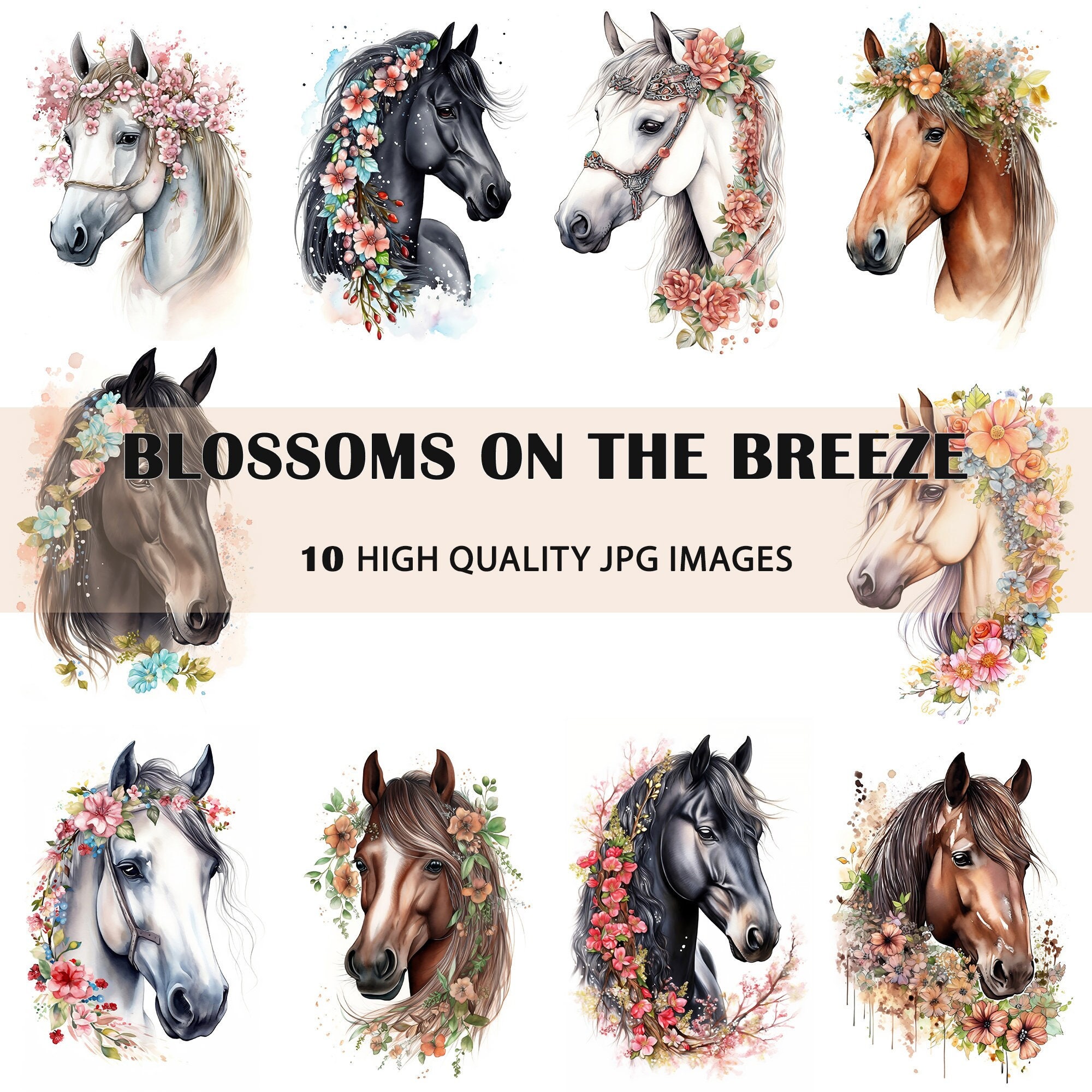 10 Watercolor Horses Clipart for Digital Invitations Digital - Etsy