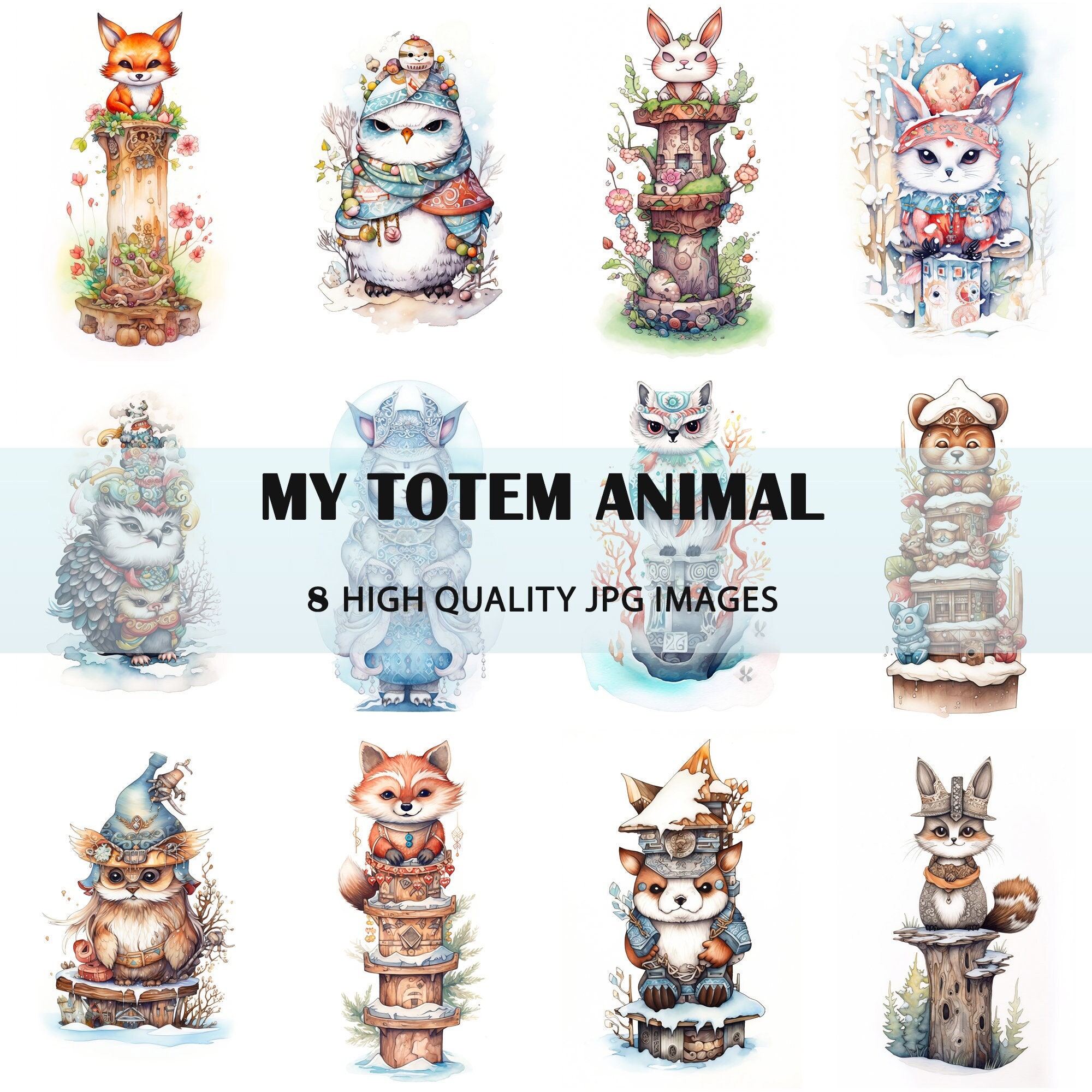 Pastel Watercolor My Totem Animal Clipart for Digital Invitations ...