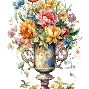 Watercolor Victorian Flowers Clipart for Digital Invitations, Digital ...