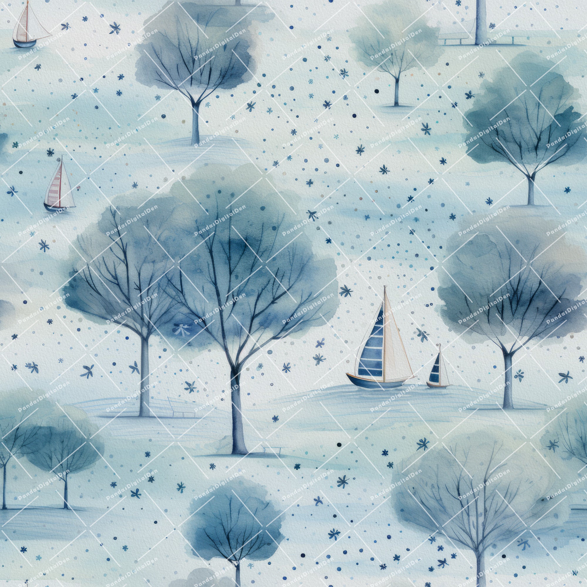 10 Watercolour Seamless Boat Texture - Seamless Pattern - Boat in the ...