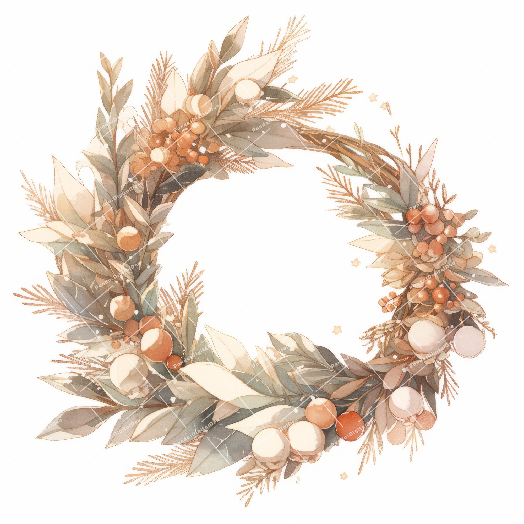 22 Watercolor Christmas Wreaths Clipart I Merry Christmas, Digital ...