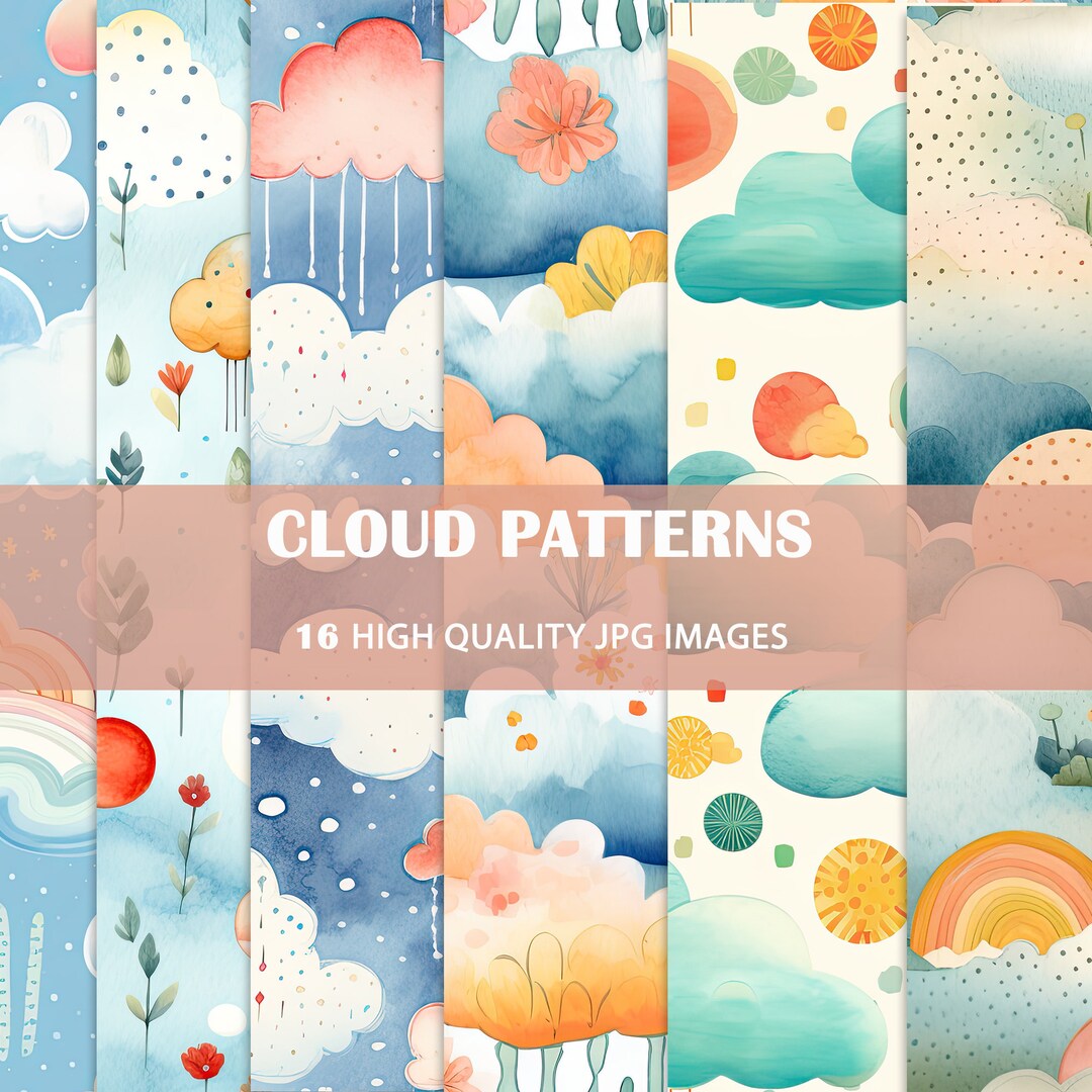 16 Watercolour Seamless Cloud Texture - Seamless Pattern - Folk Art ...