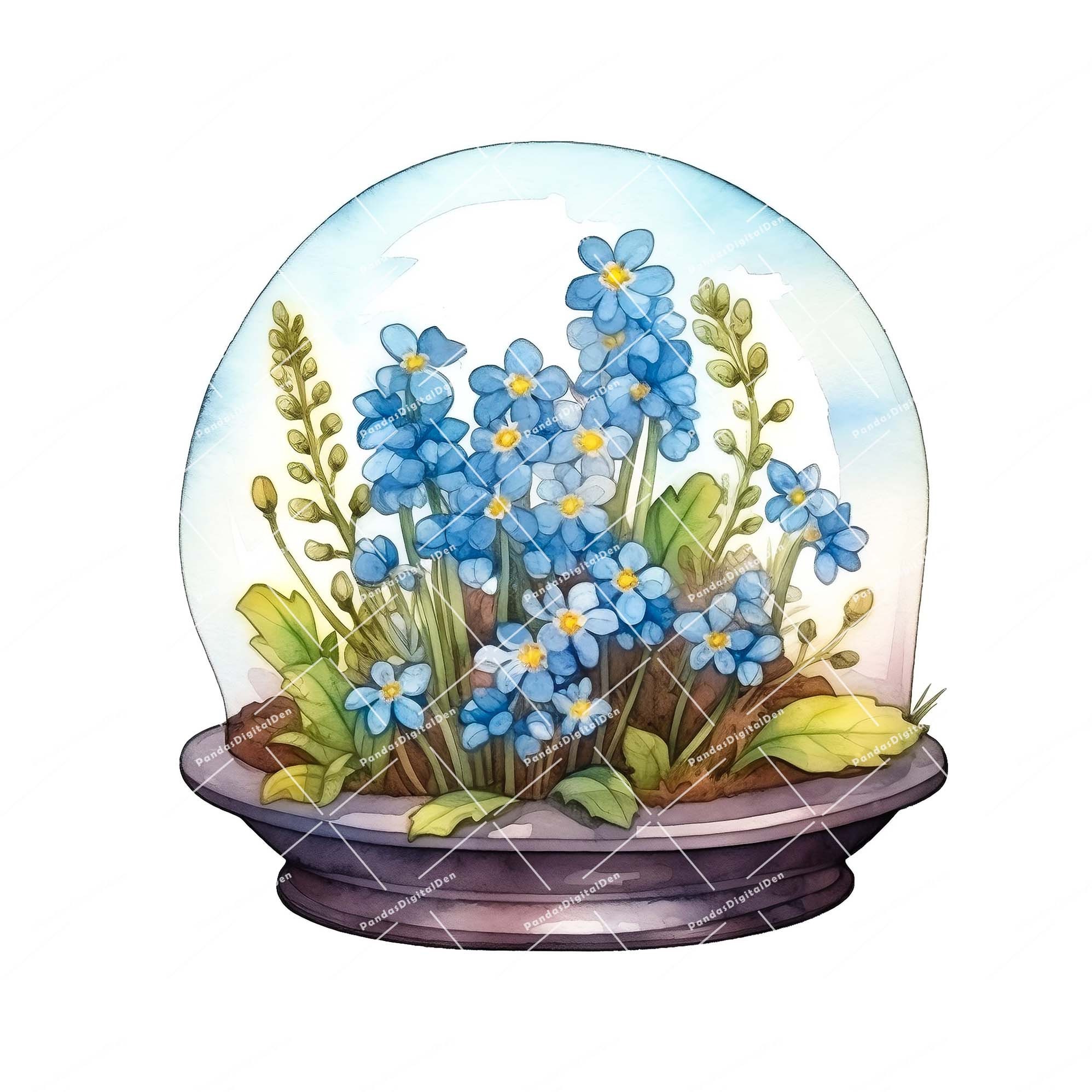 Watercolor Plant Terrarium Clipart for Digital Invitations, Digital ...