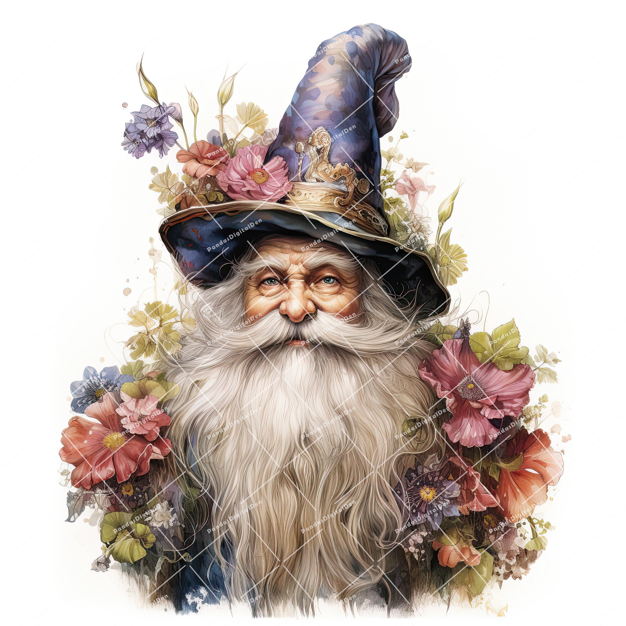 10 Garden Gnomes Portraits Watercolor Clipart Bundle Fantasy Magical ...