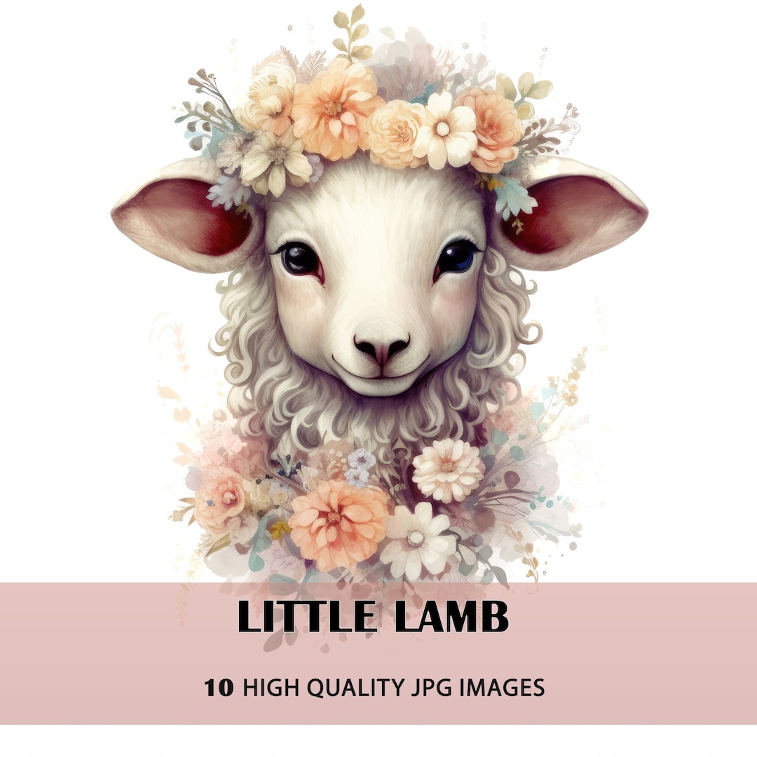 10 Watercolor Little Lamb Clipart for Digital Invitations, Digital ...