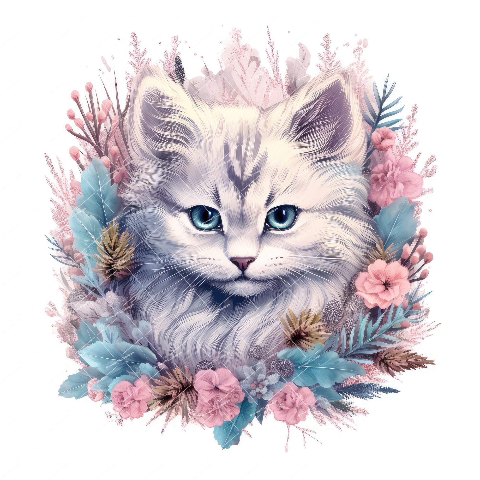 Watercolor Cute Cat Clipart for Digital Invitations, Digital Posters ...