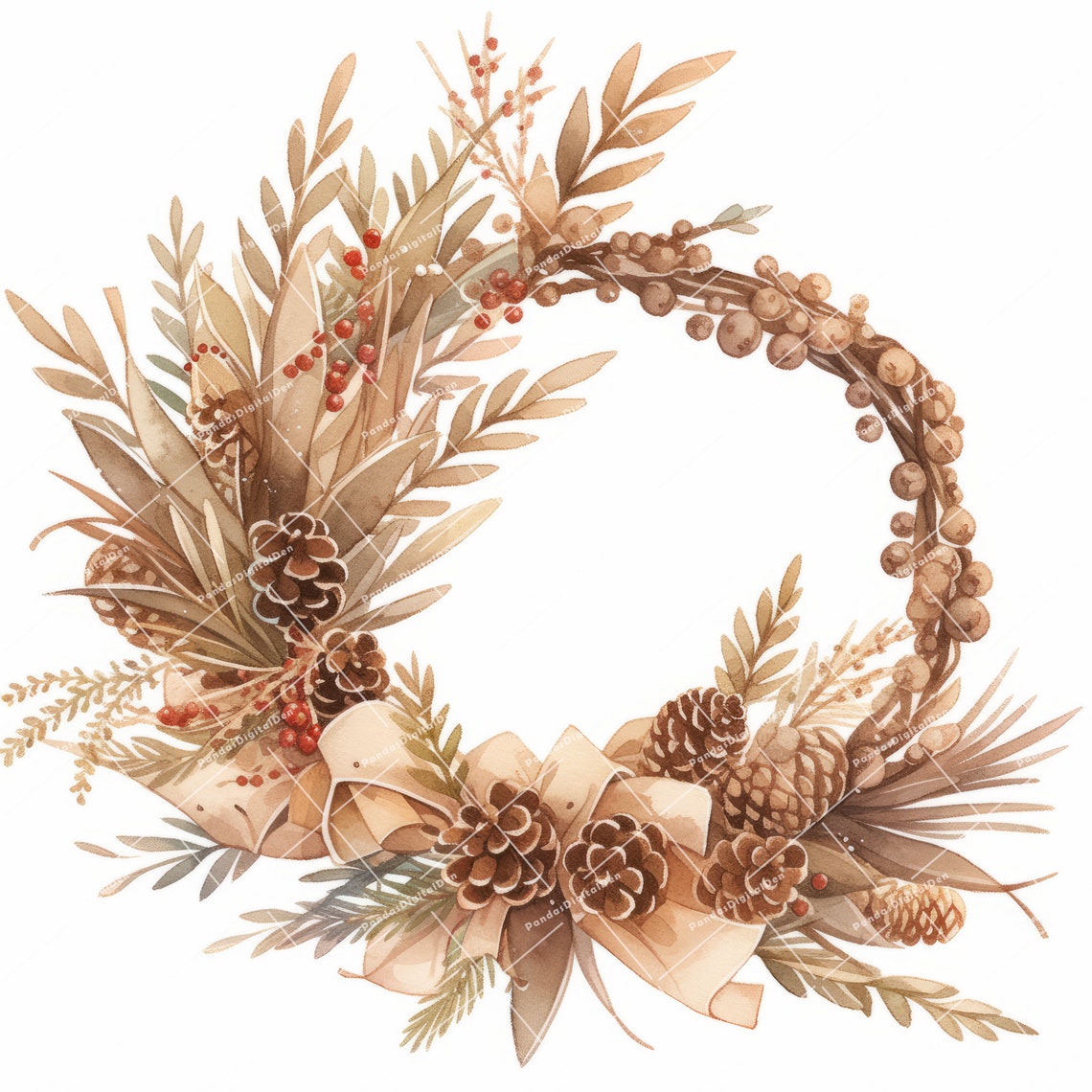 22 Watercolor Christmas Wreaths Clipart I Merry Christmas, Digital ...