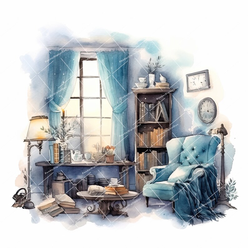 Watercolor Cozy Corner Clipart for Digital Invitations, Digital Posters ...