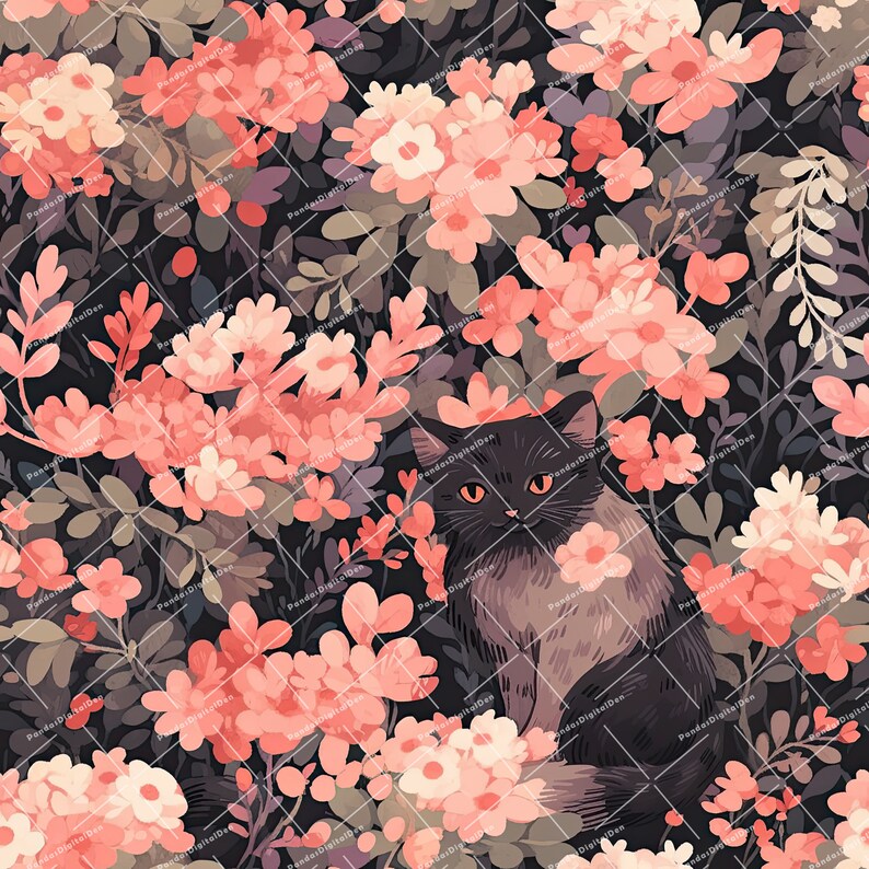 26 Watercolour Seamless Kawaii Cat Texture Seamless Pattern Cat in the ...