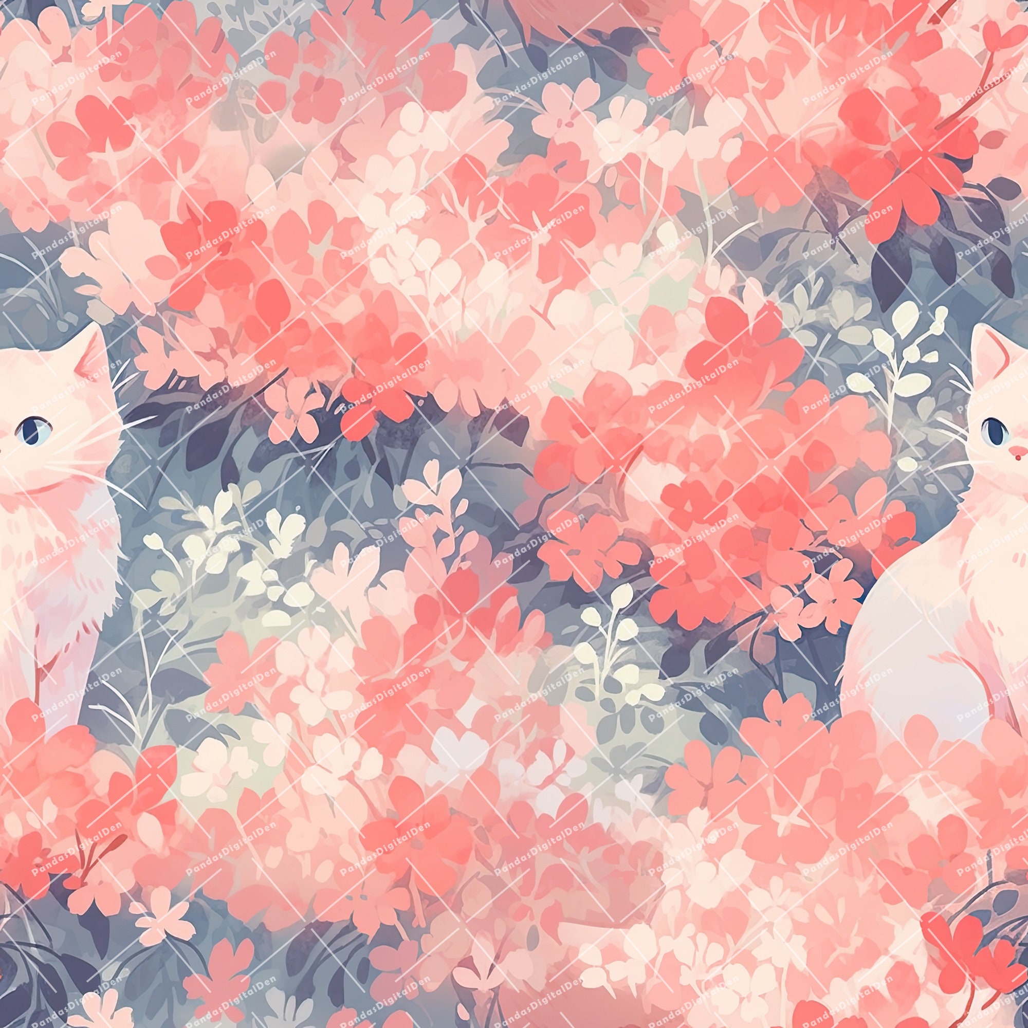 26 Watercolour Seamless Kawaii Cat Texture Seamless Pattern Cat in the ...