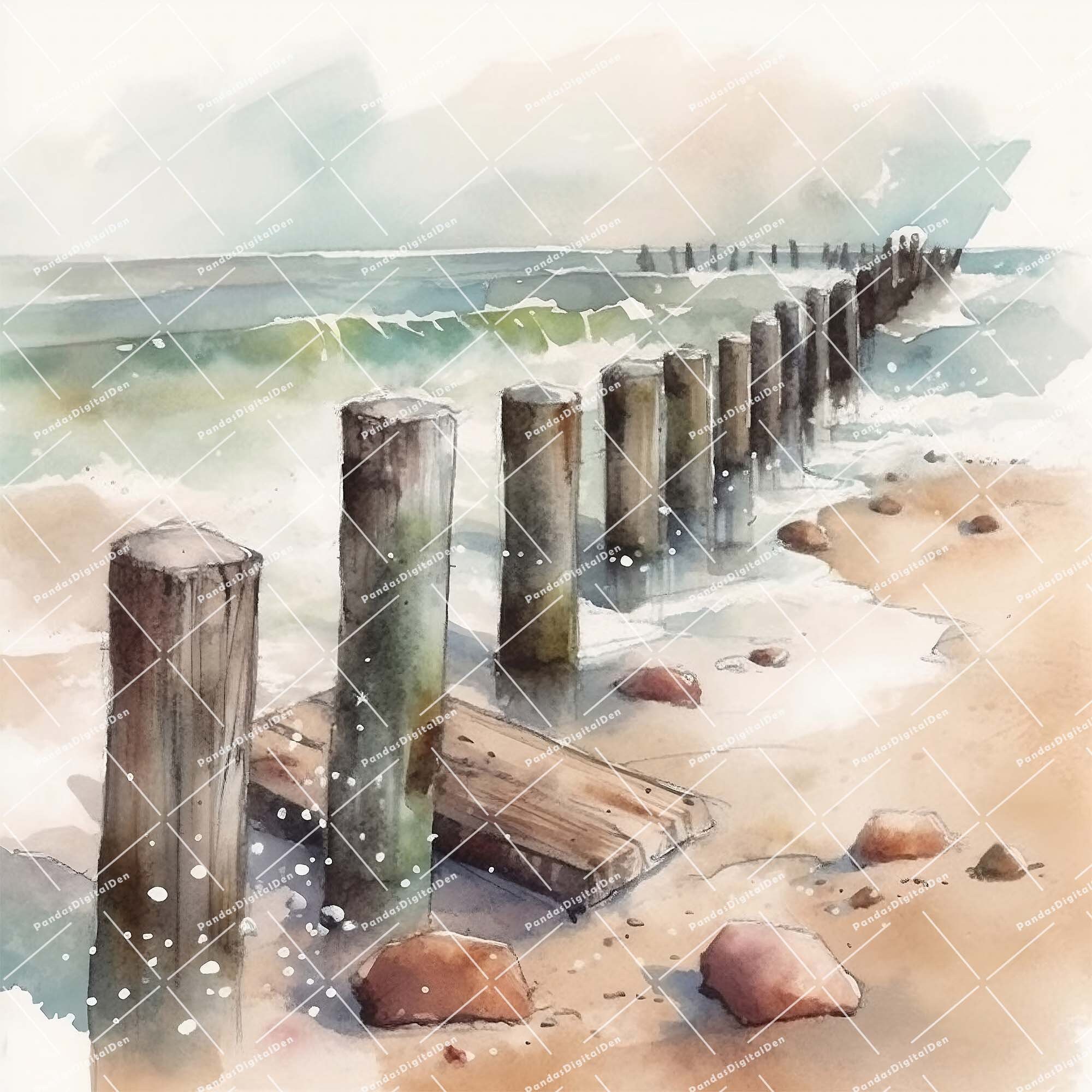 Watercolor Pencil Groyne Clipart for Digital Invitations, Digital ...