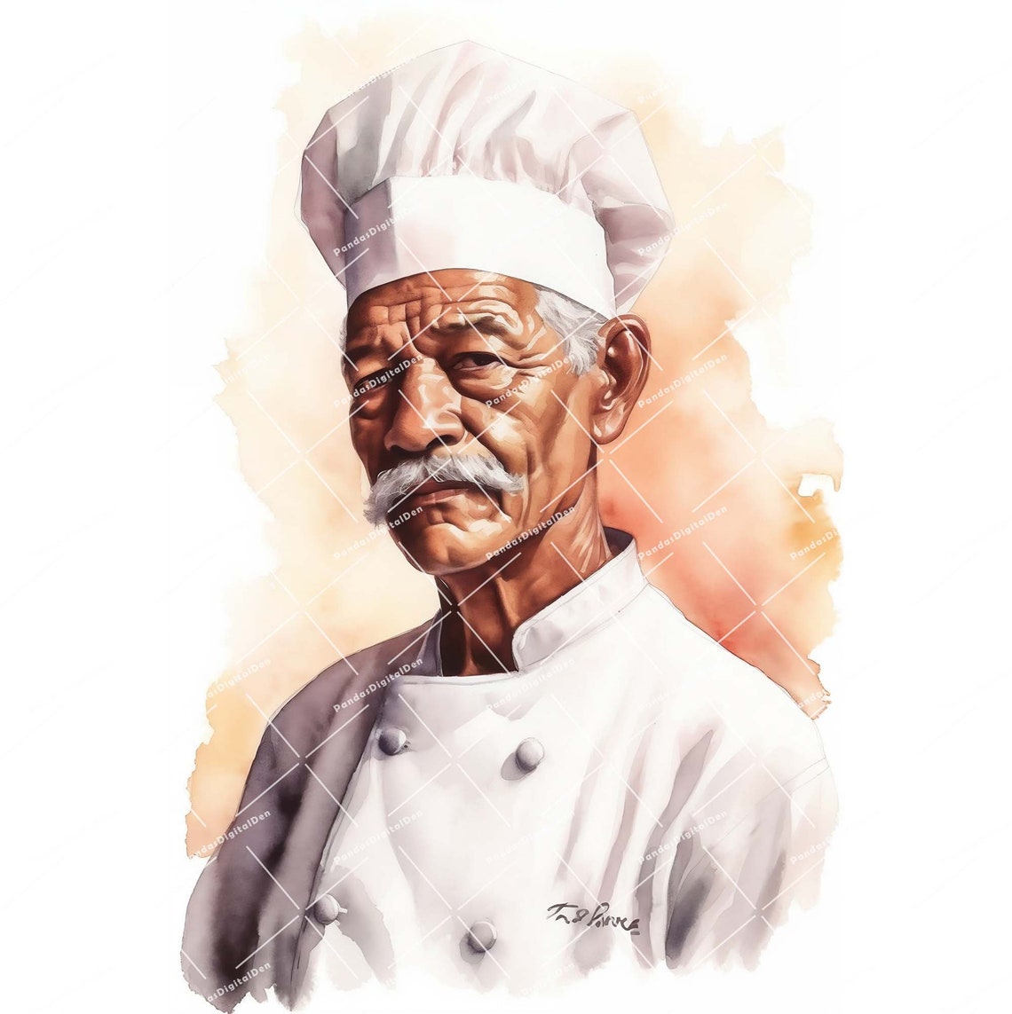 Pastel Watercolor Master Chef Clipart for Digital Invitations, Digital ...